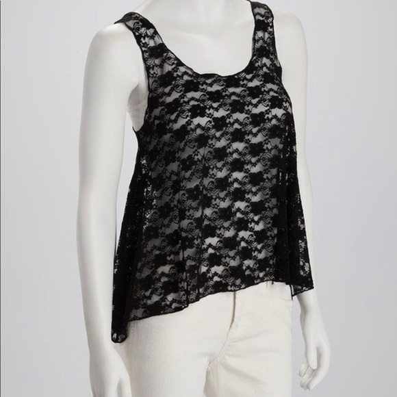 Tops | 216 Black Lace Cropped Tank | Poshmark